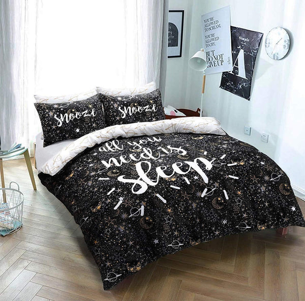 Luxury Chill Slogan Duvet Cover & Pillow Case Set Warm Reversible Quil
